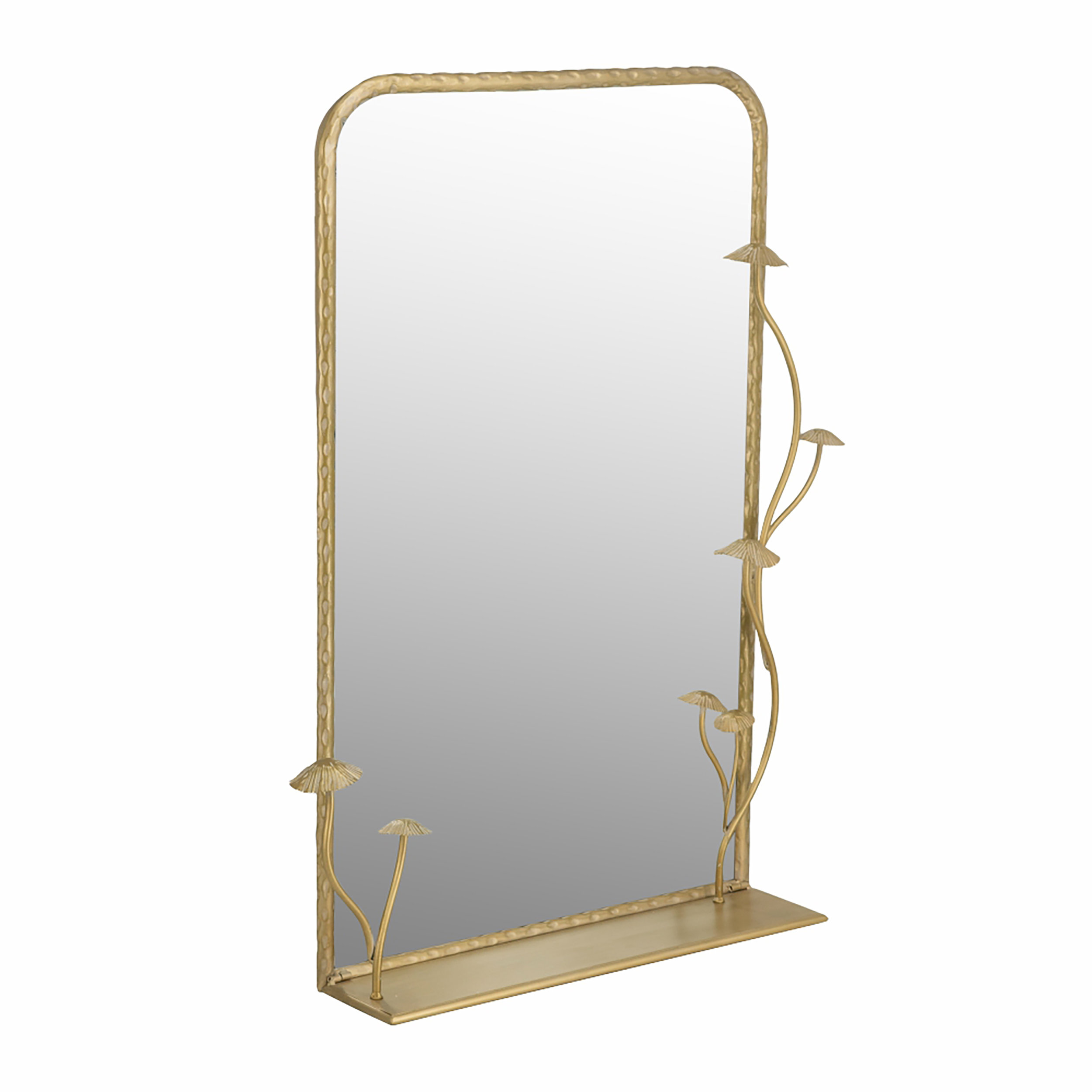 Dakota Fields Rectangular Iron Wall Mirror with Mushroom Accents - 23.5x6x35.5" | Wayfair